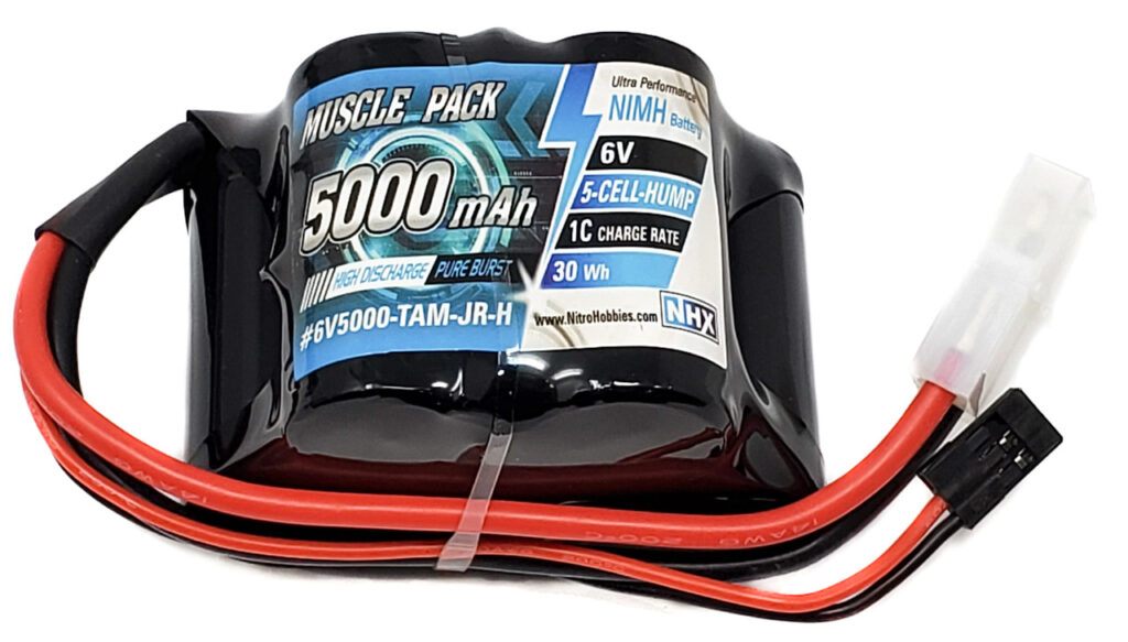NHX Muscle Pack 6V 5000mAh 5-Cell NiMH Hump Battery w/ Tamiya-JR ...